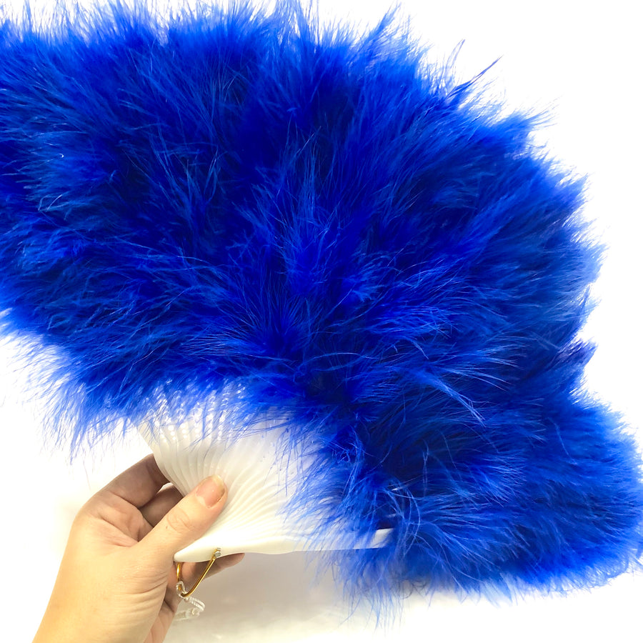 Marabou Large Deluxe Dainty Feather Fan - Royal Blue (Style 1 ...