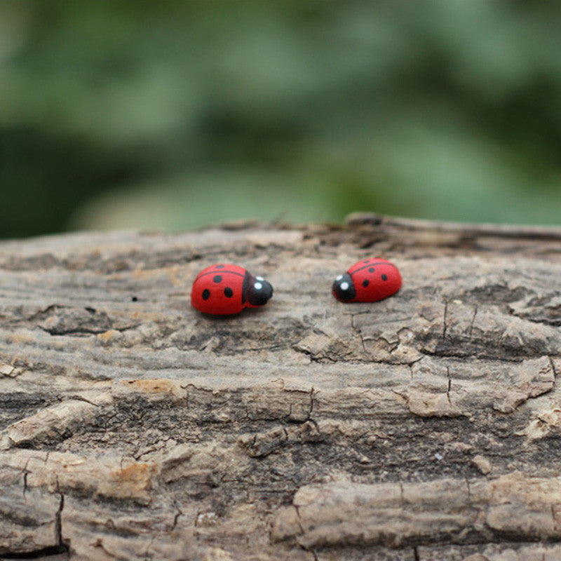 Fairy Garden Terrarium Miniature Wooden Ladybug x 100 pcs - Red ...