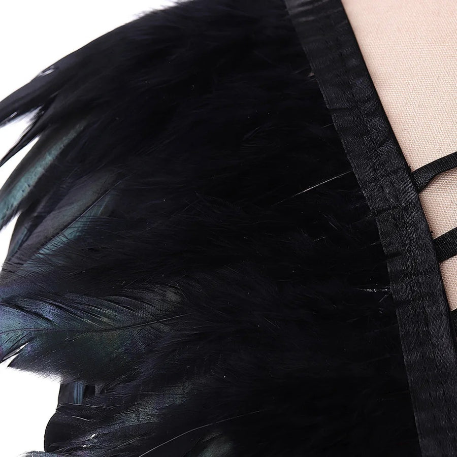 Victorian Cosplay Goth Feather Body Harness - Black (Style 14 ...