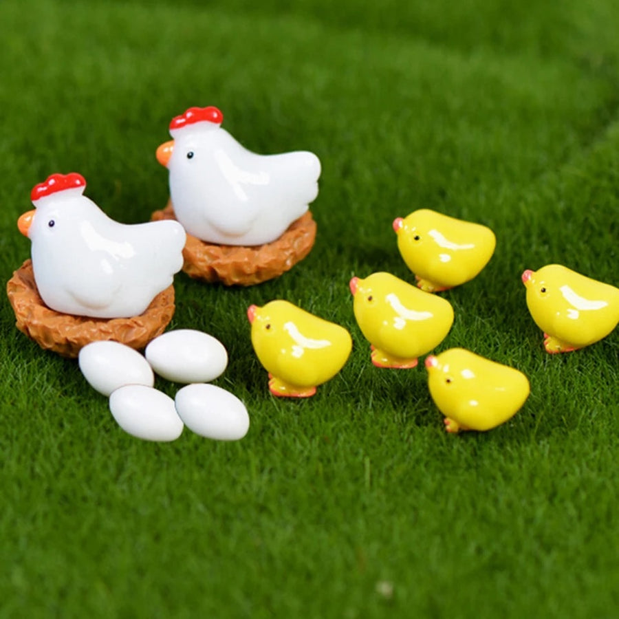Fairy Garden Terrarium Plastic Miniature Chicken Hen Family – Feather ...