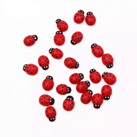 Fairy Garden Terrarium Miniature Wooden Ladybug x 100 pcs - Red ...