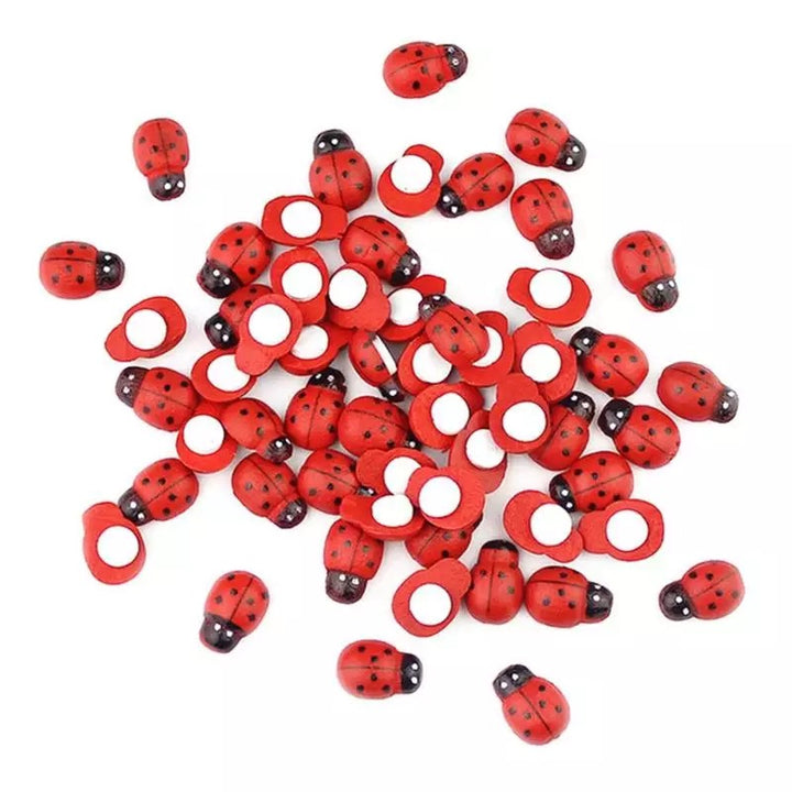 Fairy Garden Terrarium Miniature Wooden Ladybug x 100 pcs - Red ...