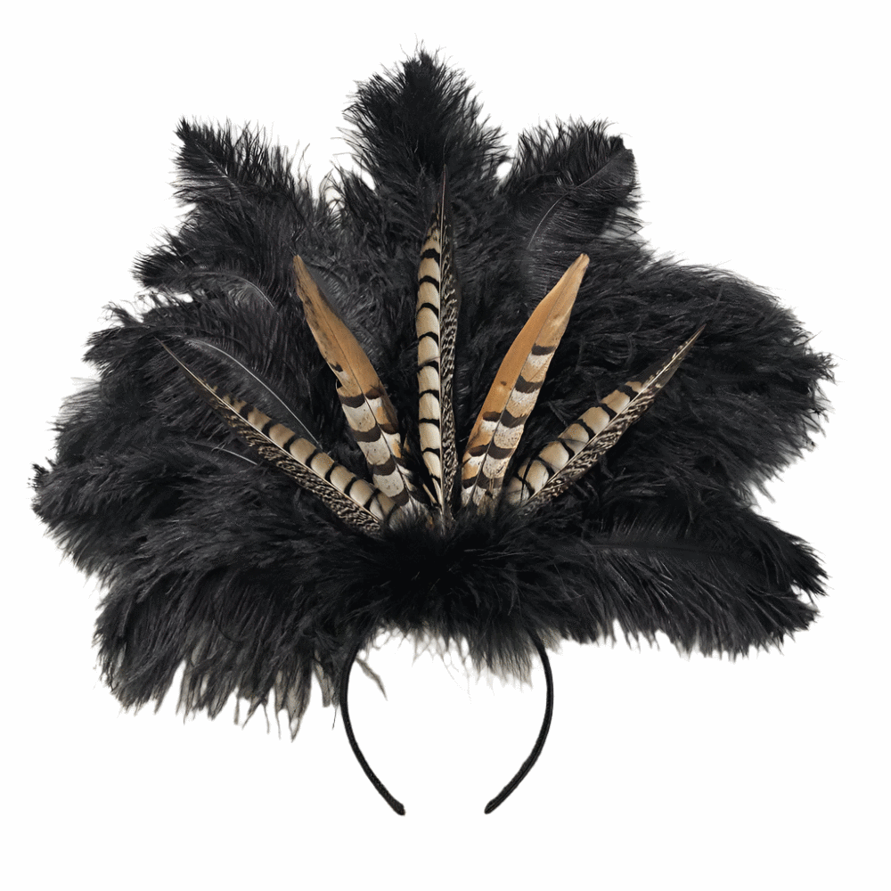 Natural Pheasant & Ostrich Blondine Feather Showgirl Costume Headdress ...